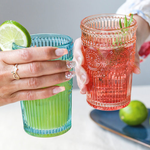 Bungalow Rose Marqueeta 13oz. Drinking Glass Set & Reviews | Wayfair